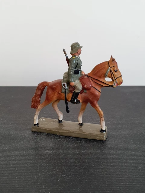 ELASTOLIN LINEOL SOLDAT zu Pferd Fuchs Kavallerie Militär II WK Masse ...