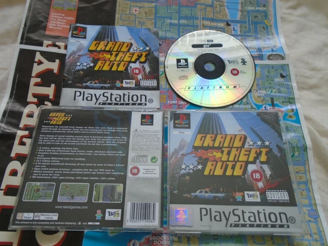 GRAND THEFT AUTO PS1 (COMPLETE WITH MAPS GTA platinum rare) Sony ...