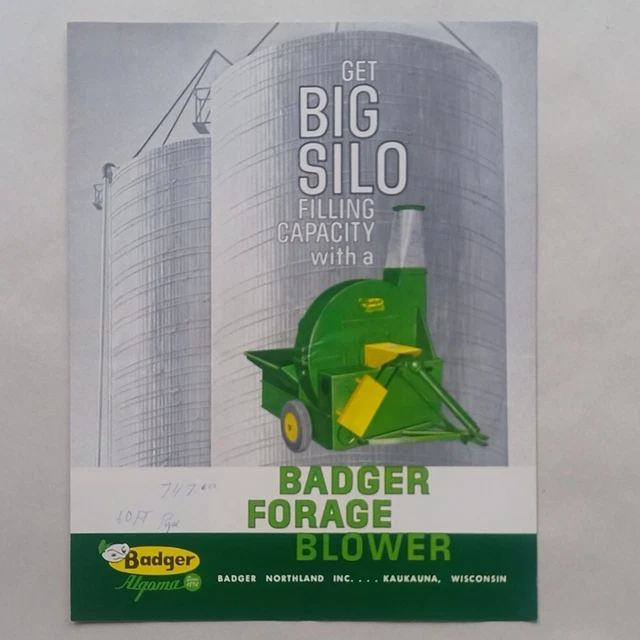 VINTAGE 1963 BADGER Big Silo Forage Blower Sales Brochure $15.00 ...