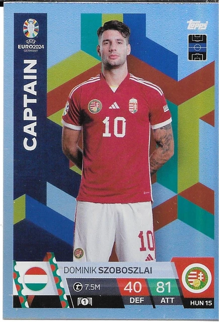 TOPPS MATCH ATTAX Euro 2024 Dominik Szoboszlai - Captain - Hungary £4. ...