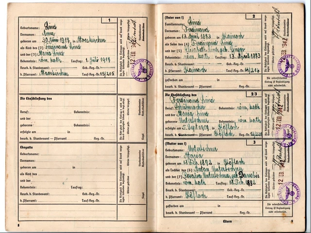 ALTER AHNENPASS AHNENPASS , ein Paar Seiten mit Stempeln . EUR 12,00 ...