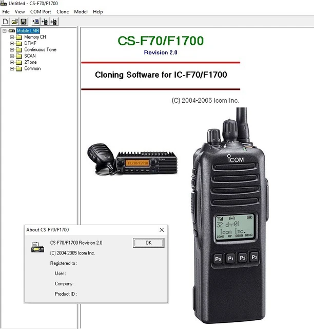 ICOM CS-F100 REV. 1.7 PROGRAMMING AND CLONE SOFTWARE for IC-F100 ...