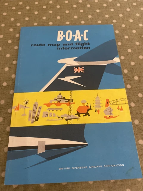 RARE B.O.A.C ROUTE map and flight information brochure 1960’s £14.99 ...