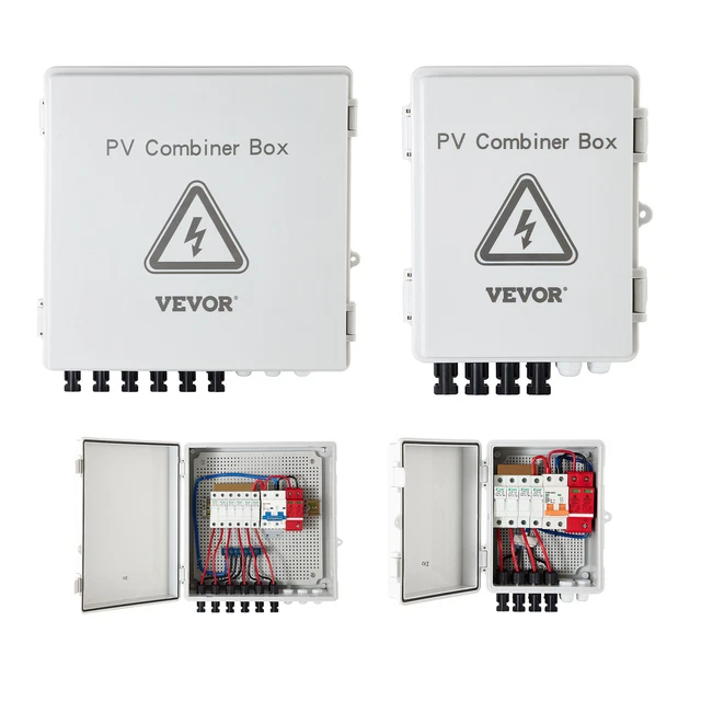 VEVOR 4/6 STRING Solar PV Combiner Box 15A Circuit Breaker for Solar ...