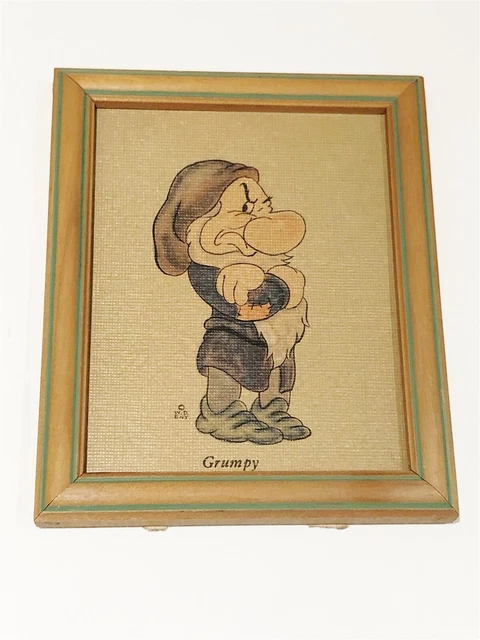1930S WALT DISNEY ENT. SNOW WHITE GRUMPY FIGURE FRAMED RARE !! $9.99 ...