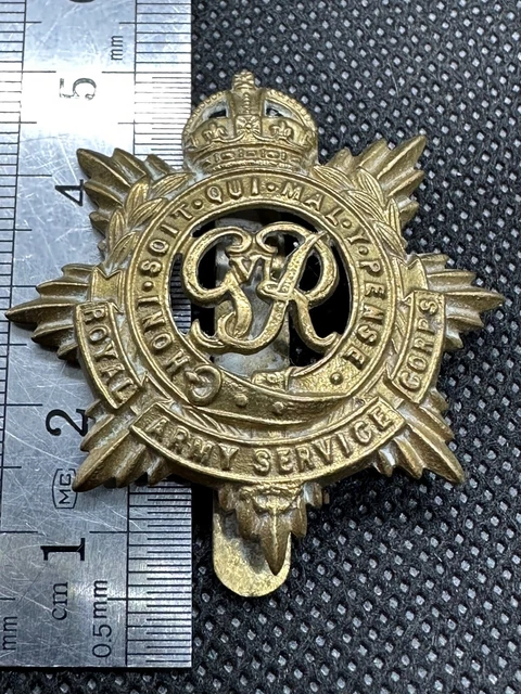 ORIGINAL WW2 BRITISH Royal Army Service Corps RASC GVI Kings Crown Cap ...