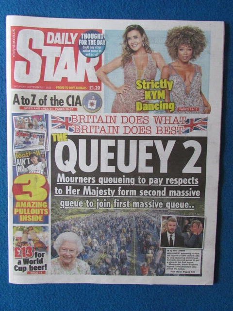QUEEN ELIZABETH II Death DAILY STAR UK Newspaper 17/9/2022 KING CHARLES ...