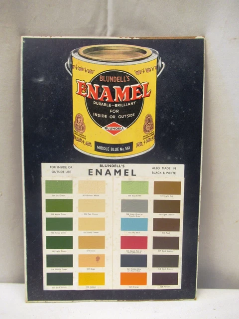 ANTIQUE BLUNDELL'S ENAMEL Paint Sign Board Advertising Cardboard Shade ...