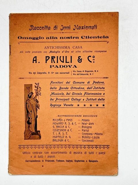 RACCOLTA DI INNI NAZIONALI Spartito A. Priuli Padova Ferro China ...
