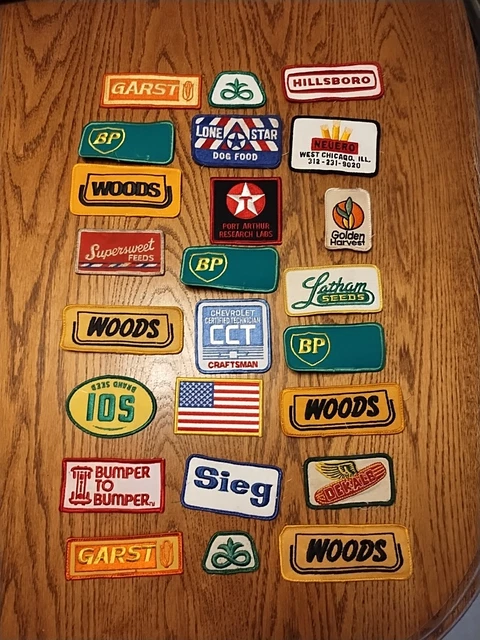PATCH LOT 24 Embroidered Hat Cap Uniform DeKalb Woods Chevy BP Garst ...
