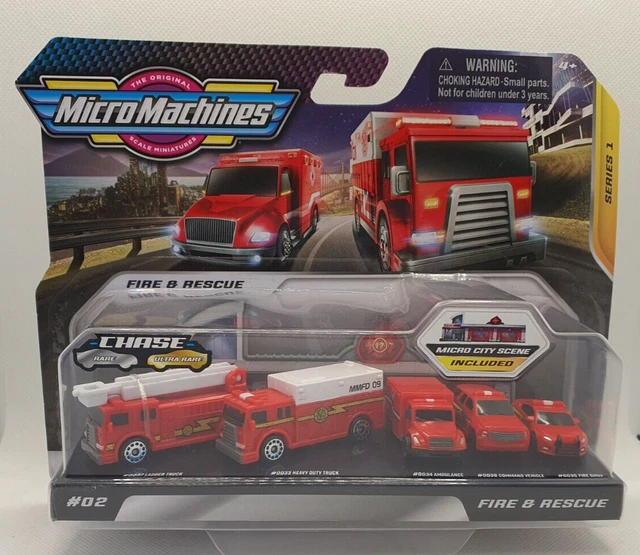 BNIB MICRO MACHINES Fire & Rescue #02 Set of 5 Diecast Car Truck Engine ...