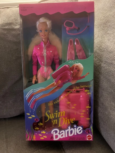 POUPÉE BARBIE VINTAGE 1993 Swim N Dive Scuba Mattel 11505 neuve scellée ...