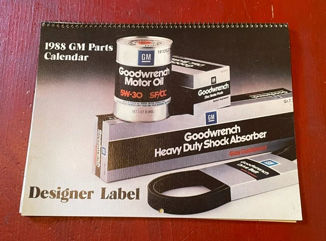 VINTAGE 1988 GM Parts Calendar Classic & Antique Car Wall Calendar $8. ...