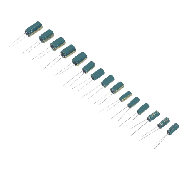 225PCS 15 VALUES In Line Capacitor Assortment Kit Aluminum Radial ...