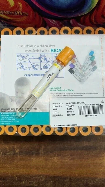 VACUTAINER BLOOD COLLECTION Acd Solution Tube 6 ML .16X100 Mm ( Pack of ...
