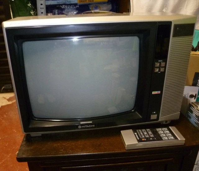 1985 14& HITACHI Instavision, IC/Transistor, Colour, CRT TV, IR remote ...