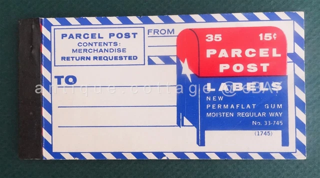 VINTAGE PARCEL POST LABELS partial booklet 9 LABELS mailbox £14.20 ...