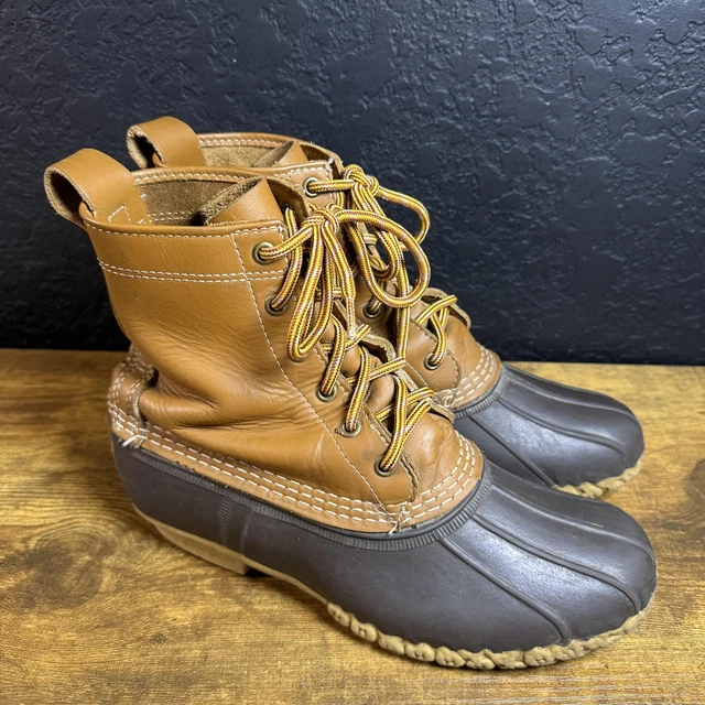 L.L. BEAN BEAN Boots Mens Size 8 Brown Leather Duck Snow Boots Rubber ...
