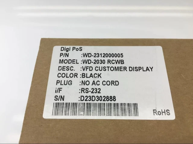 DIGIPOS WD-2030 RCWB WD-2312000005 POS LED Customer Display Unit $40.00 ...