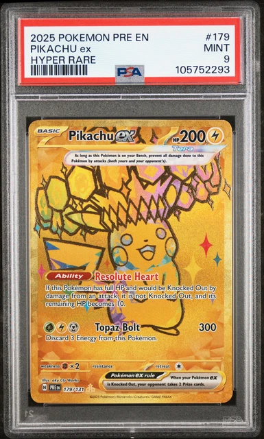 2025 POKEMON PRE En-Prismatic Evolutions Hyper Rare #179 Pikachu Ex Psa ...