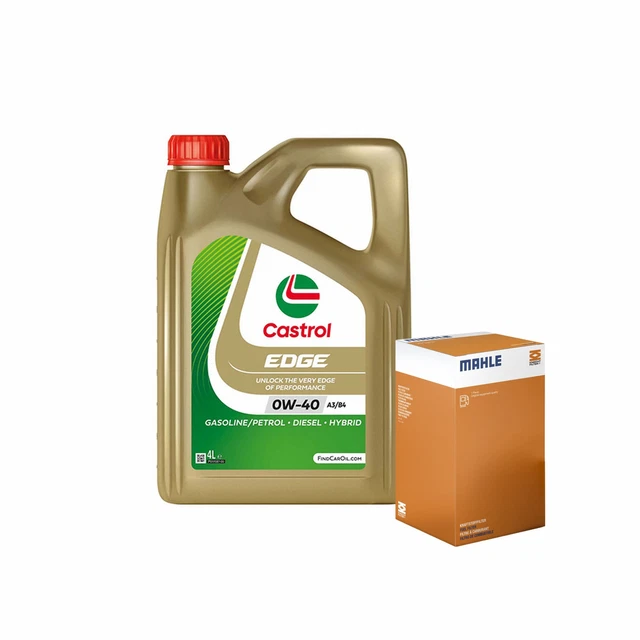 CASTROL EDGE A3 B4 0W40 Engine Oil 4L Mahle Knecht Oil Filter Service ...