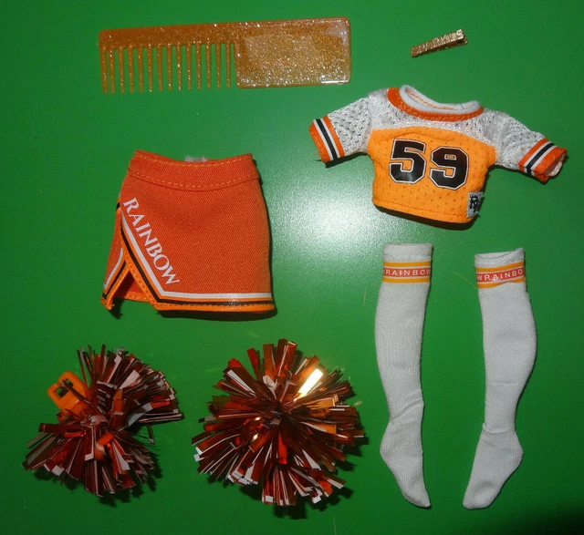 RAINBOW HIGH CHEER Poppy Rowan Orange Cheerleader Outfit accessories NO ...