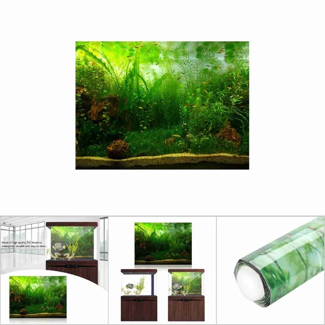 PVC FISH TANK Poster Water Grass Style PVC Adhesive Decor Aquarium $19. ...
