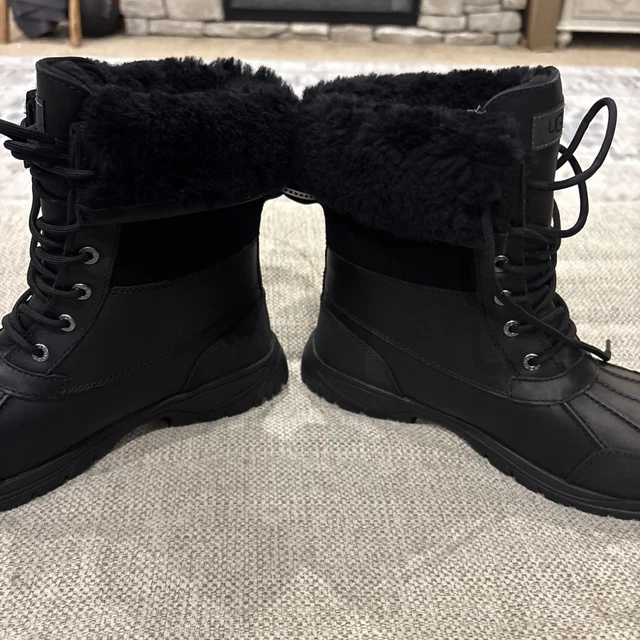 UGG MEN'S BUTTE Black Leather Waterproof Vibram Boots 5521 Sz 9.5 £116. ...