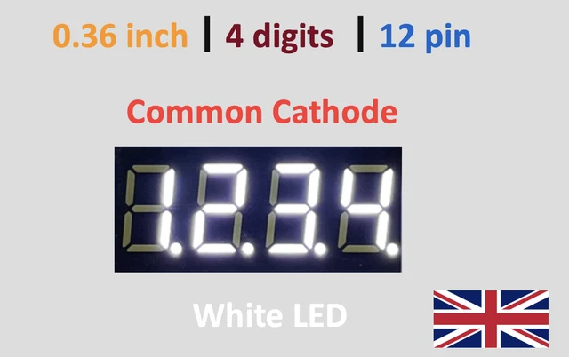 0 36inch Led 7 Segment Cathode 4 Digit Red Orange White Green Mobiflight £3 00 Picclick Uk