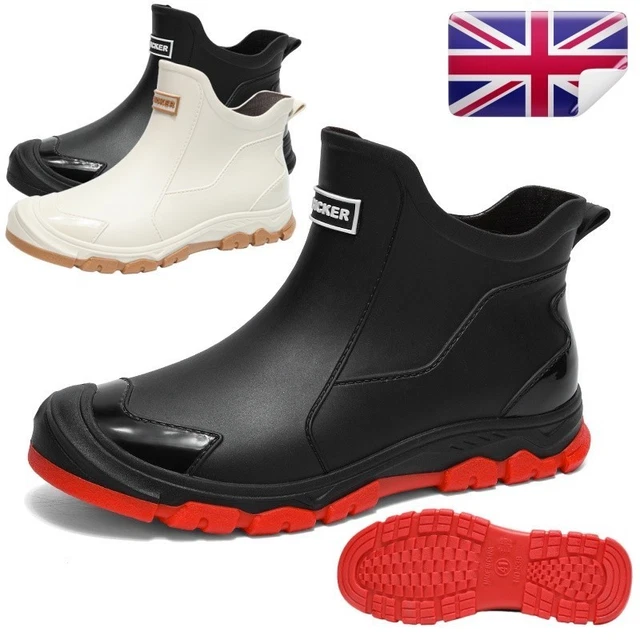 MEN SHORT RAIN Rubber Boots Waterproof Ankle Deck Shoes Fishing Garden ...