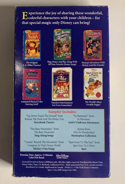 RARE VINTAGE 1994 Walt Disney Family Video Sampler VHS £7.87 - PicClick UK