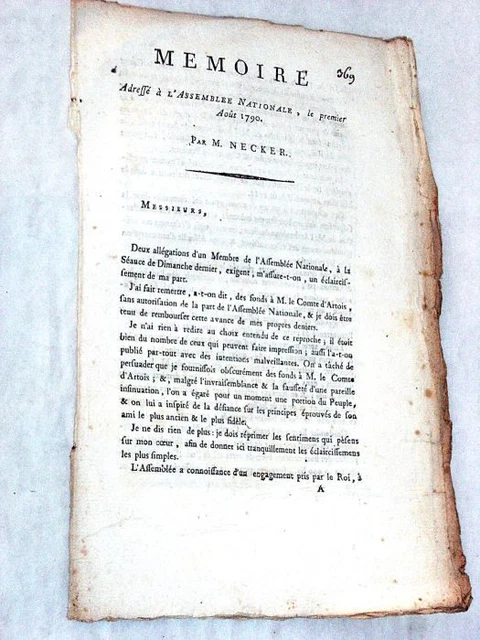 LIVRE ANCIEN JUSTIFICATION Necker Accusé Malversation Comte D'artois ...