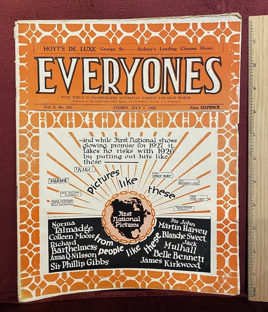 ANTIQUE 1926 EVERYONES Australia Movie Trade Magazine Mary Pickford ...