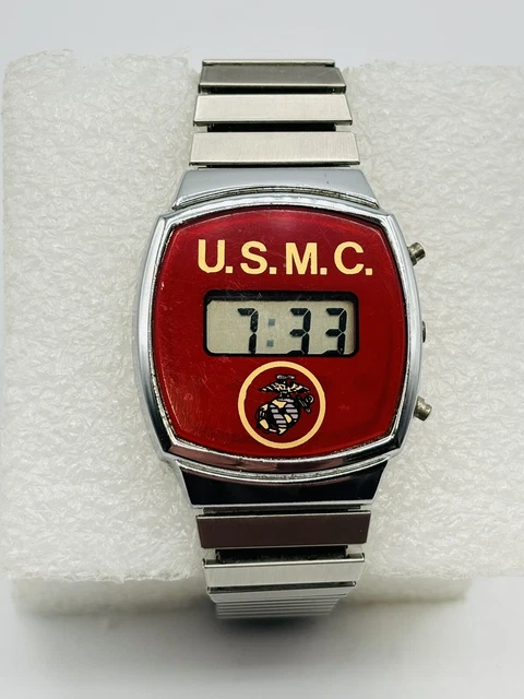 VINTAGE 1980S MENS USMC Marine Corps Digital LCD Semper Fi Watch New ...