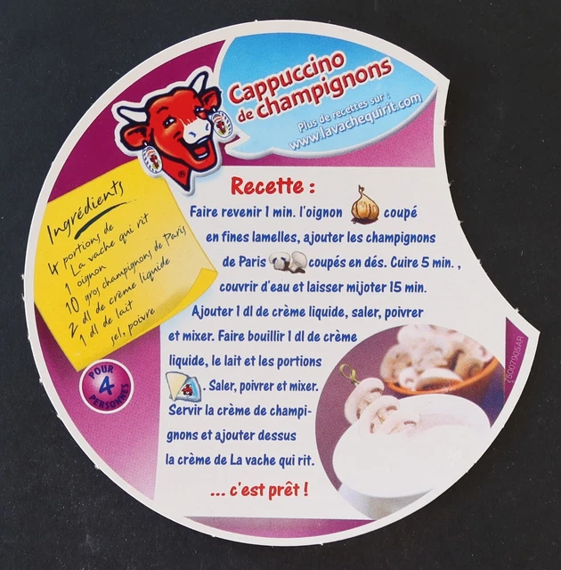 INTERCALAIRE CARTON LA VACHE QUI RIT recette cappucino étiquette ...