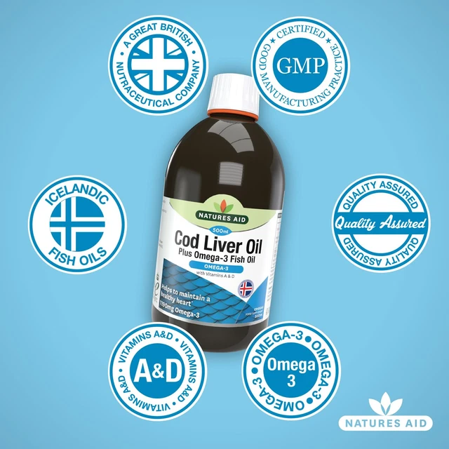 COD LIVER OIL Liquid 500ml - High Strength Omega-3 Fish Oil with £18.28 ...