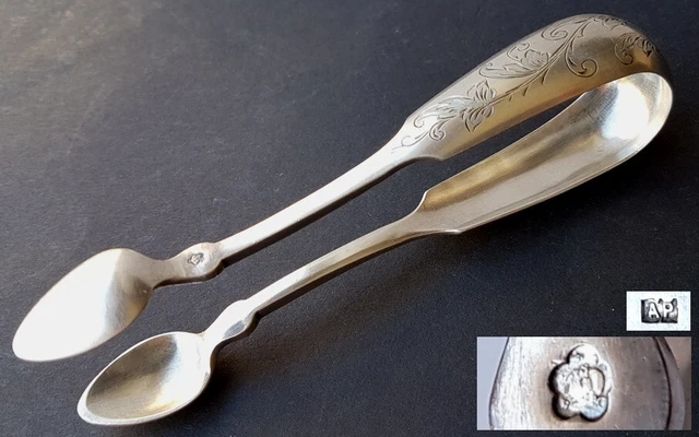 GRAND MASSIF PINCE à Sucre, Argent, Autriche, Main, Gravée, Um 1900 ...