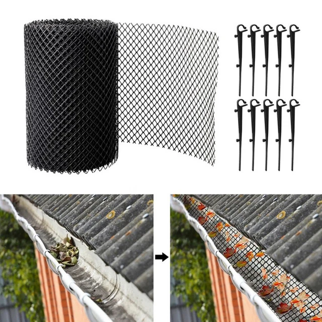 PLASTIC GUTTER GUARD Mesh Filter Downspout Drain Leaf Debris Clog ...