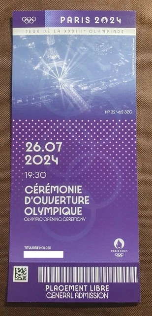 PARIS 2024 JO Olympics Souvenir Ticket Opening Ceremony EUR 99,90 ...