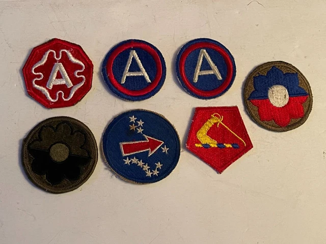 7 WWII WW2 U.S. army airforce A arrow sword flower? patches patch lot ...