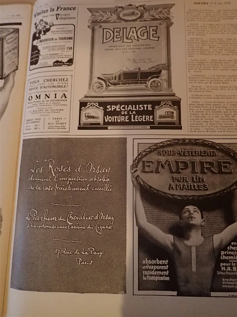 DELAGE + PACKARD + Roses d'ORSAY + EMPIRE publicité papier ILLUSTRATION ...