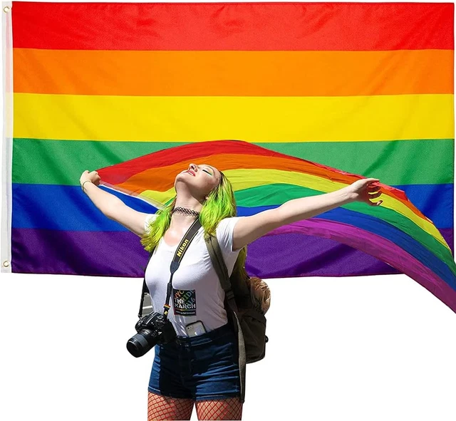 GAY PRIDE FLAGS Large Rainbow Pride Flags LGBT Flag Vivid Color and UV ...
