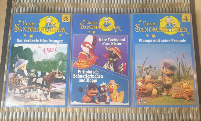 UNSER SANDMÄNNCHEN - 3x VHS Kassette Video Film - Plumps, Pittiplatsch, Moppi EUR 3,99 - PicClick DE