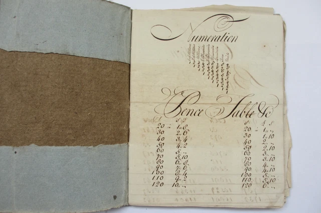 MANUSCRIPT MATHS EXERCISE book from early 19th century with page dated ...