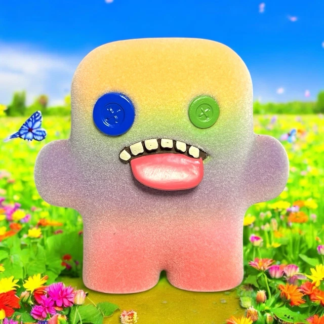 FUGGLER FLOCKED RAINBOW Multi Oogah Boogah Rare Mini Collectible Figure ...