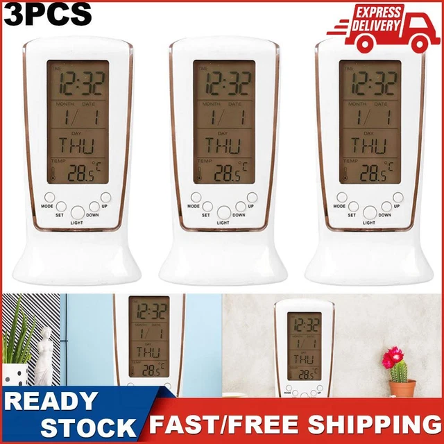 MINI DIGITAL CLOCK Backlight Calendar Thermometer Display LCD Alarm ...