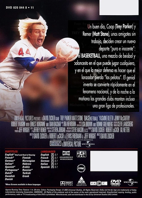 BASEKETBALL (DVD) DIAN Bachar Yasmine Bleeth Jenny McCarthy Matt Stone ...