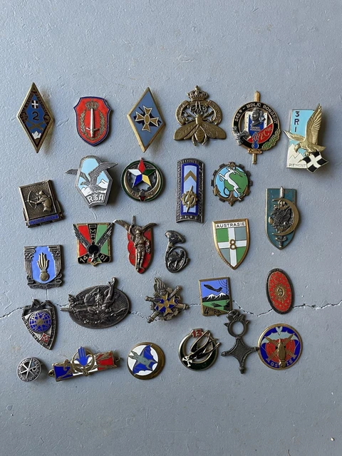 LOT INSIGNES MILITAIRE parachutiste brevet légion aviation chasseur ...