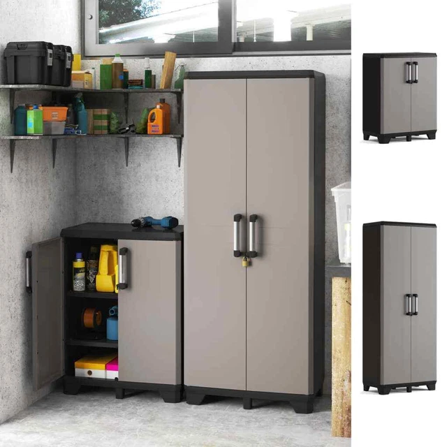 KETER STORAGE CABINET Pro Black and Grey Balcony Shelving Unit Storage ...