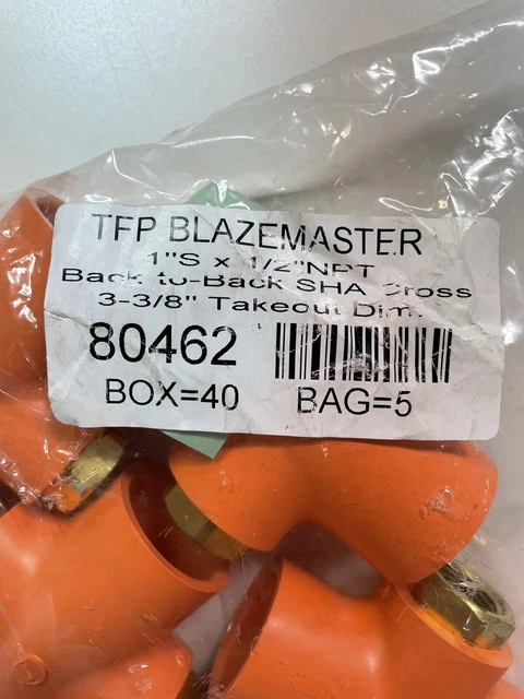 5 - TFP BLAZEMASTER Cpvc 1" Socket x 1/2" NPT Back to Back Cross SCH 40 ...